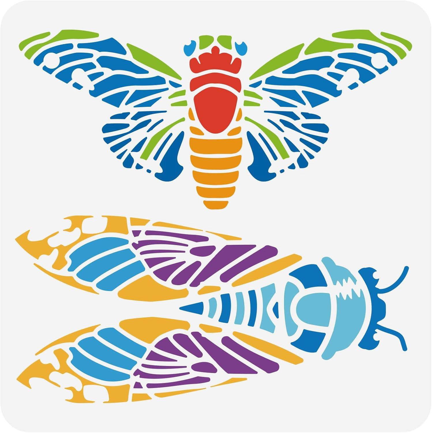 1pcs Cicada Stencil for Painting 11.8x11.8inch Large Cicada Bugs ...