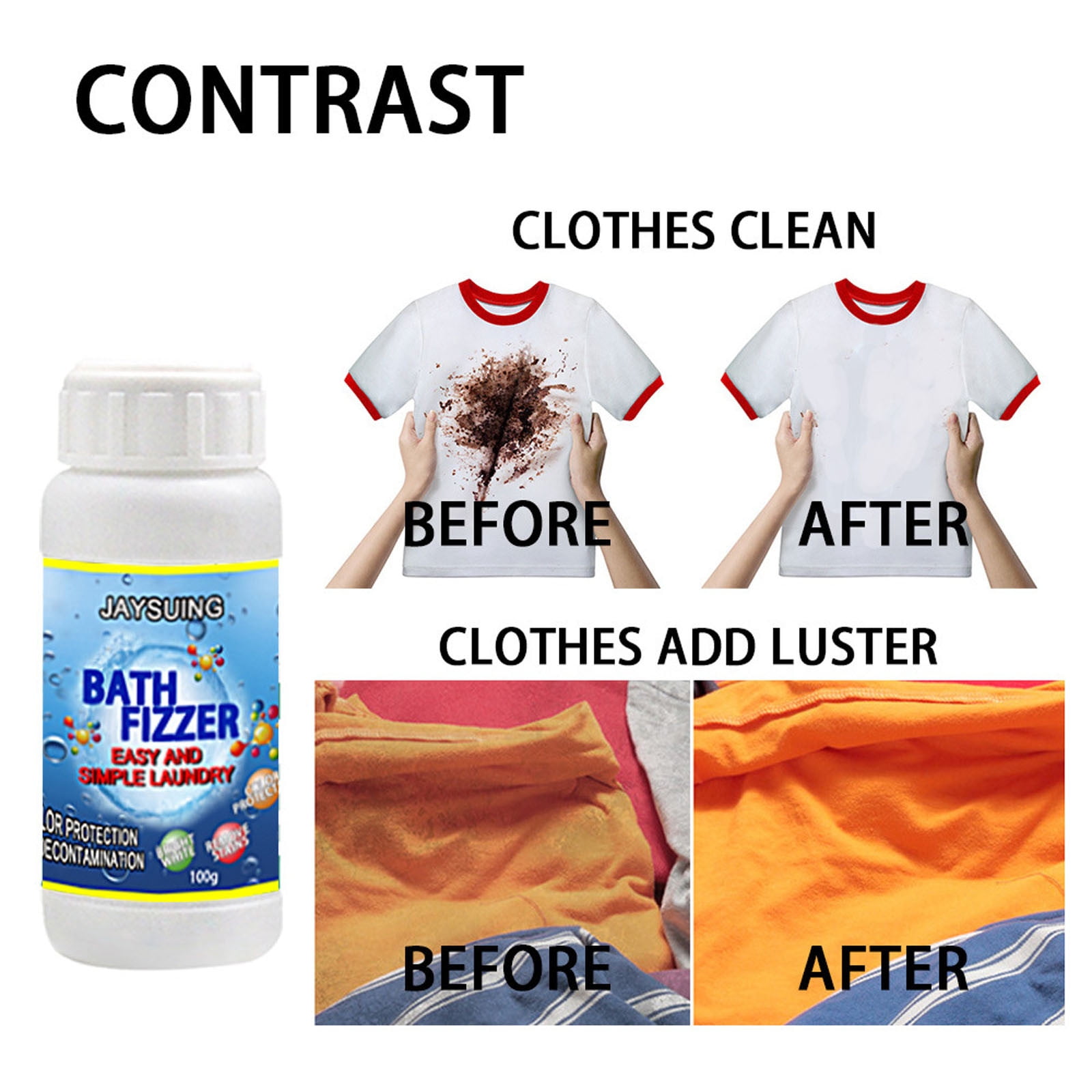 1pcs Color Bleaching Powder Bath Fizzer Laundry Remove Stains Quickly ...