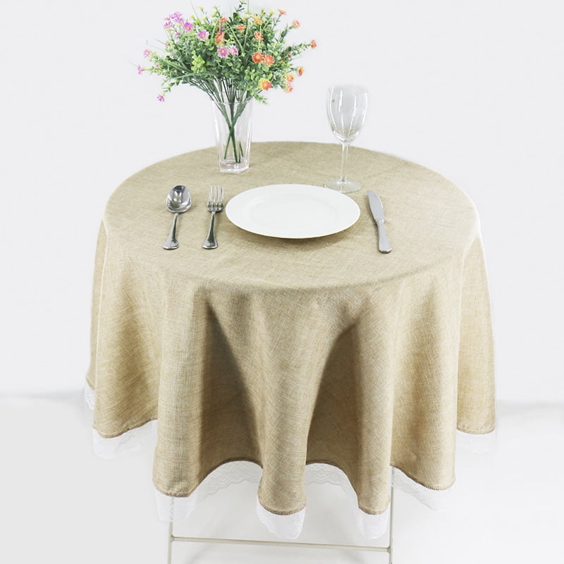 1pcs Cotton Linen Round Lace Tablecloths Modern Table Cover for Wedding ...