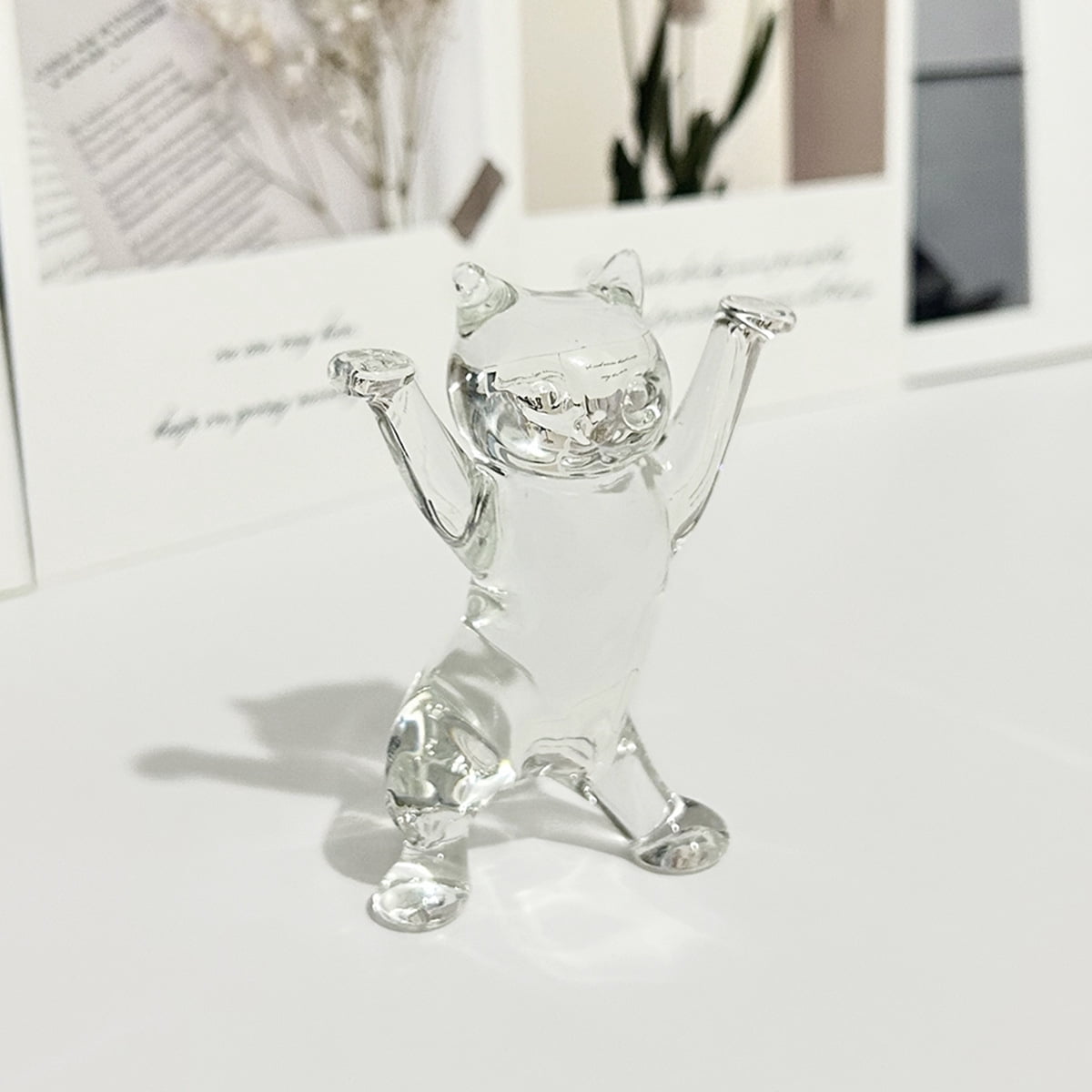 1pcs Crystal Cat of Glass Figurines Collectible，Cute Glass Animals ...