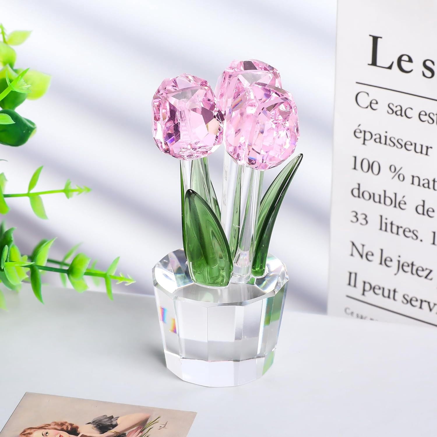 1pcs Crystal Tulip Figurine Ornament,Tulip Flower Gifts for Wife Mom ...