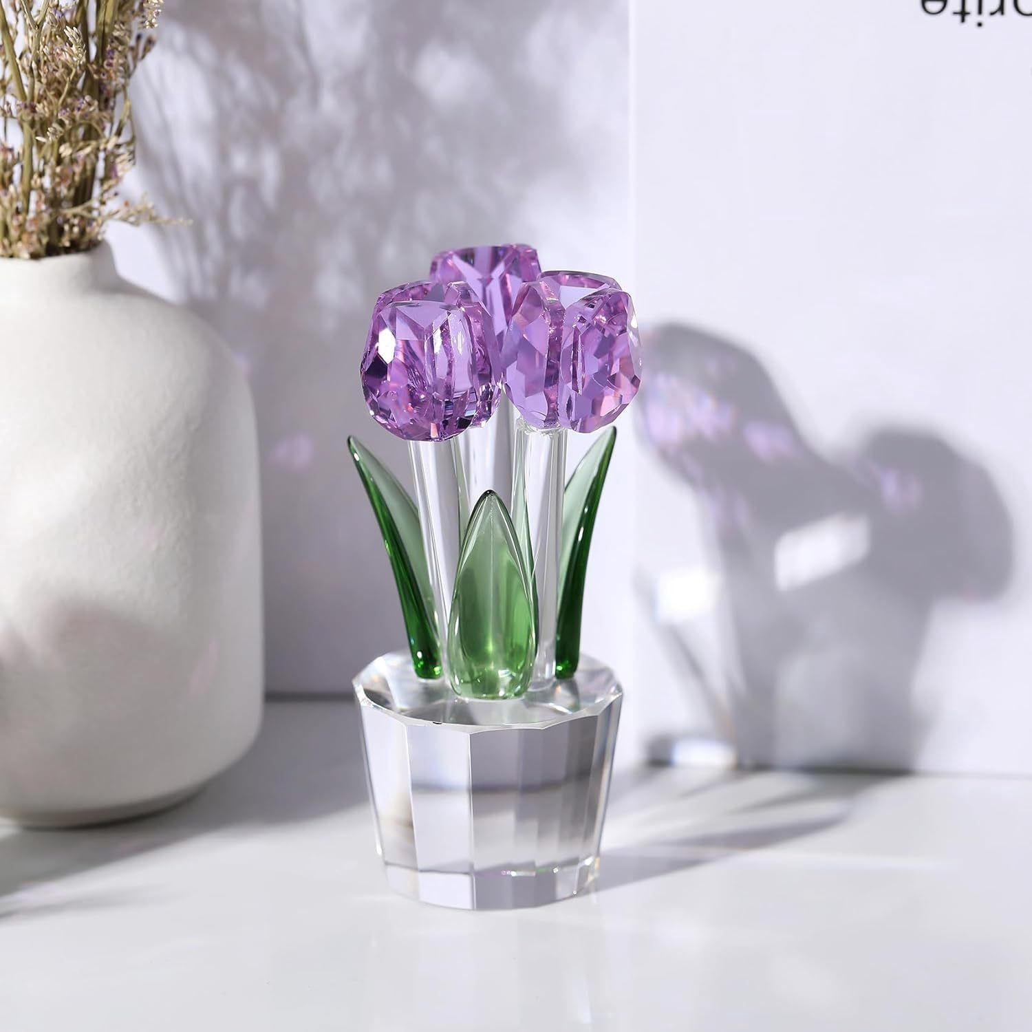 1pcs Crystal Tulip Figurine Ornament,Tulip Flower Gifts for Wife Mom ...