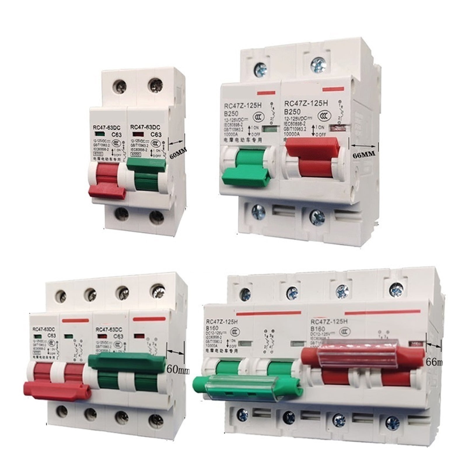 1pcs DC 1P+1P 2P+2P Circuit Breaker MCB Double Power Conversion Interlock 32A 63A 80A 100A 125A ...