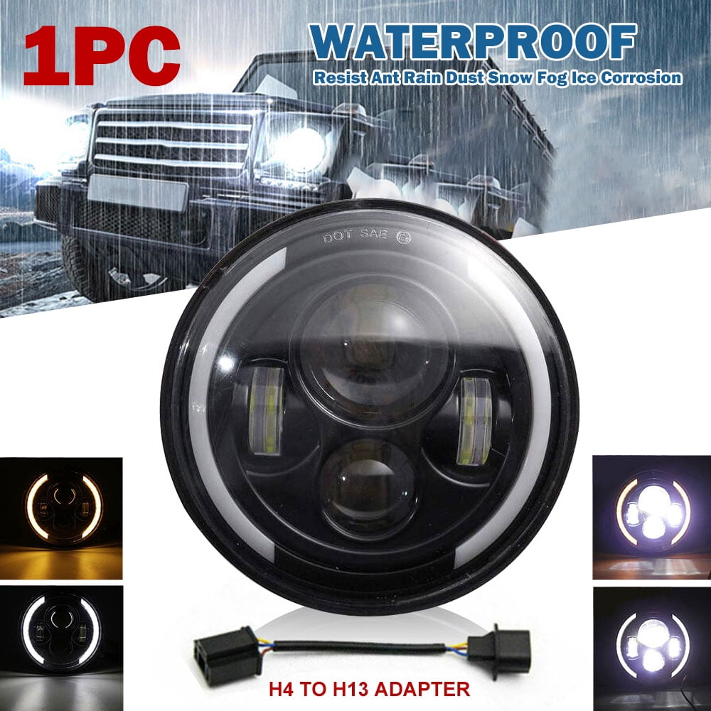 1pcs DOT 7" inch Motorcycle Headlight Round LED Projector DRL For Cafe ...