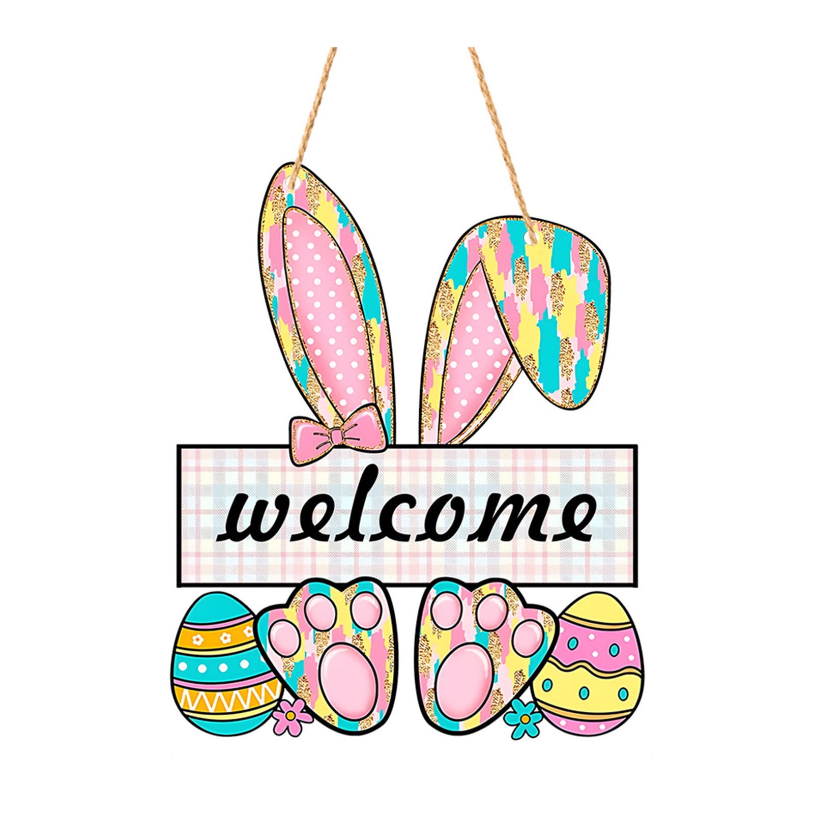 1pcs Easter Door Decorations Wood Hanging Sign for Front Door Happy ...