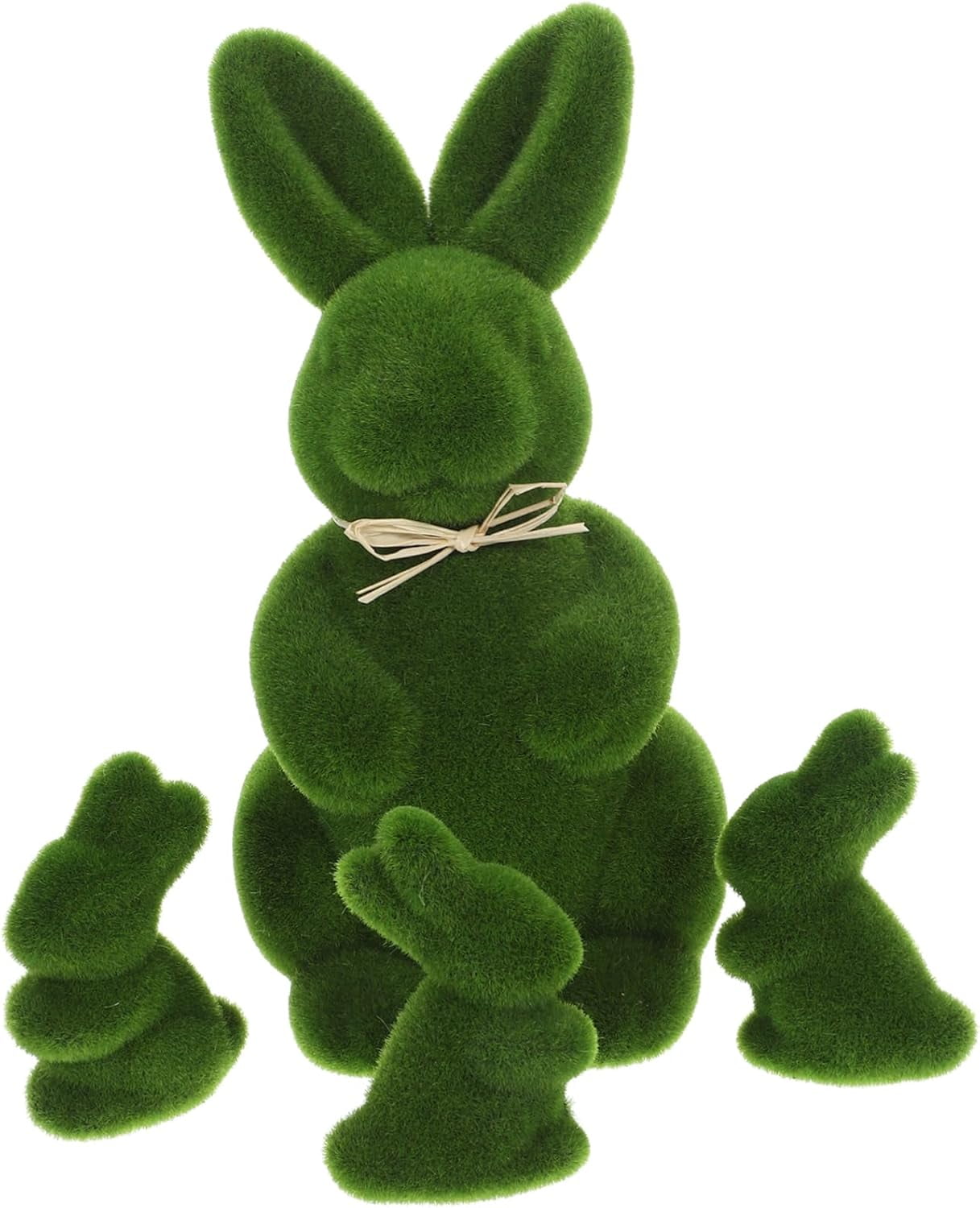 1pcs Easter Moss Bunny Rabbit Figurine Furry Flocked Rabbit Statue ...