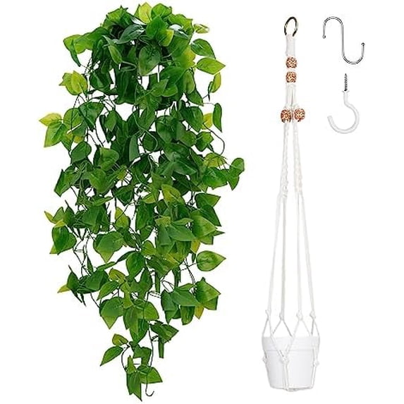1pcs Fake Hanging Plants Kit with Pot and Plant Hanger, Artificial ...