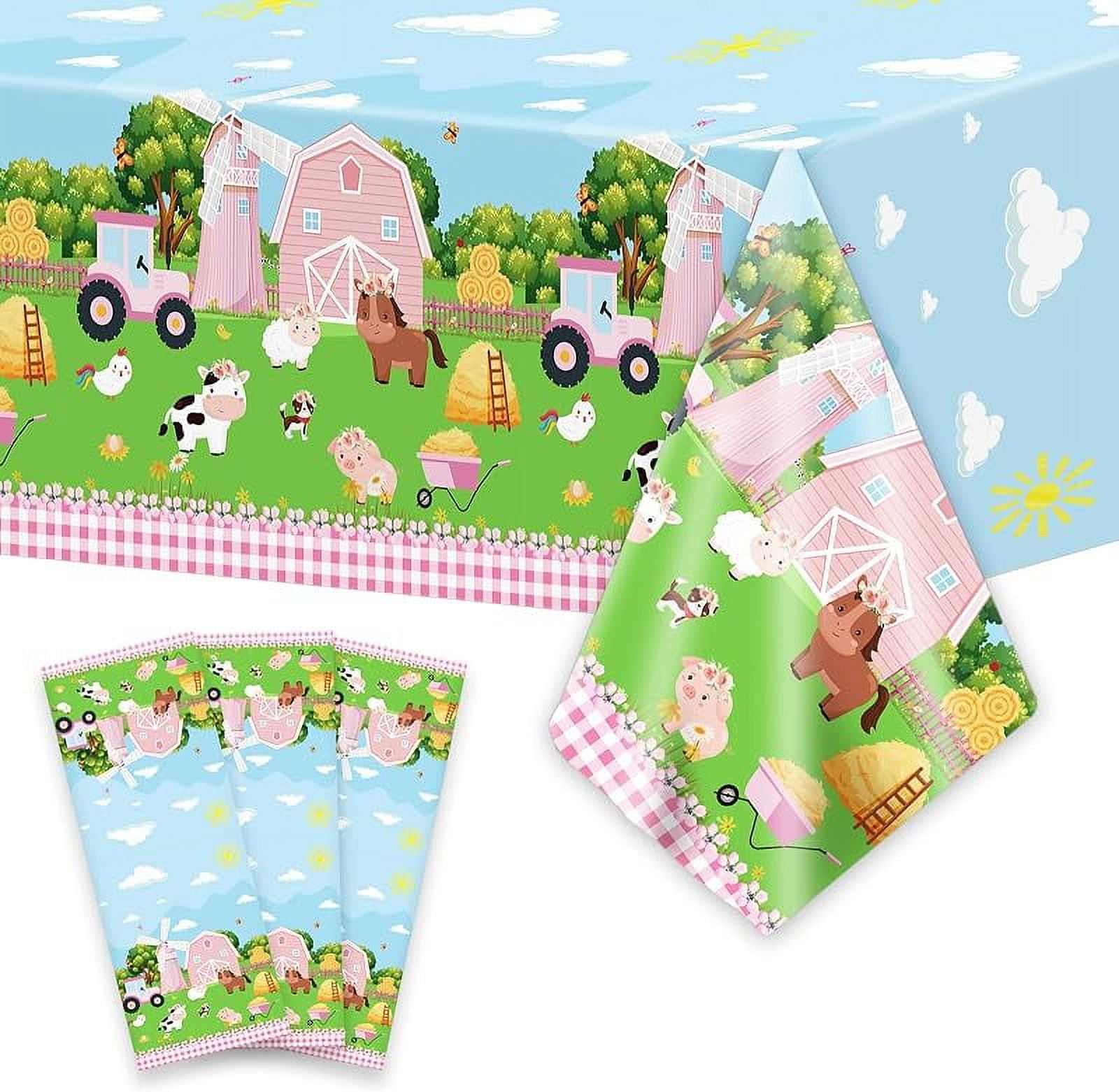 1pcs Farm Animals Party Tablecloth Farmhouse Birthday Table Cover Farm ...