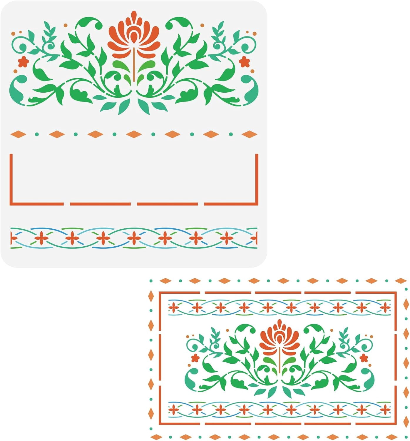 1pcs Flower Border Stencils 11.8x11.8 inch Lotus Branch Stencils ...