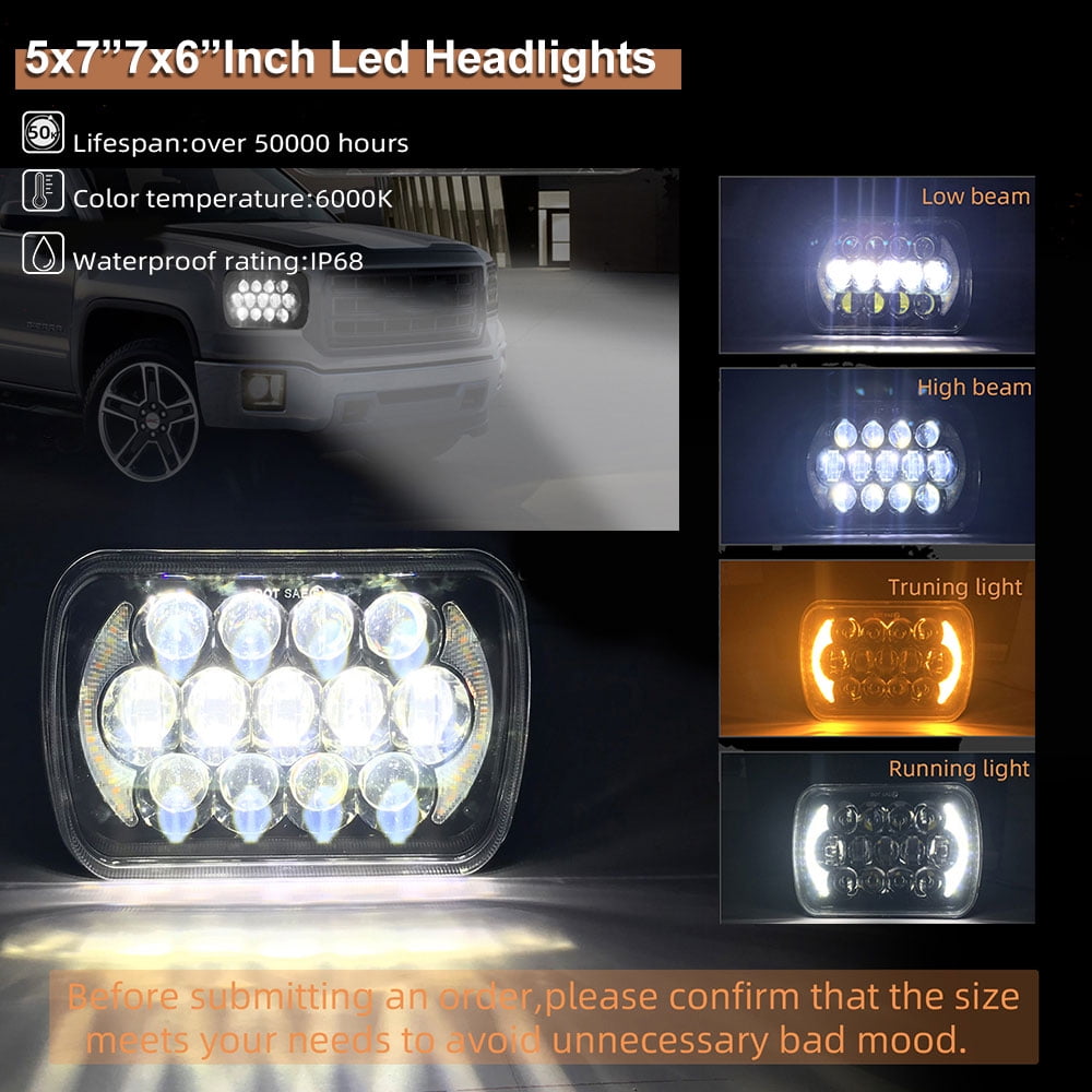 1pcs For Jeep Cherokee XJ 1984-2001 Wrangler YJ 1986-1995 5x7" 7x6 Led ...