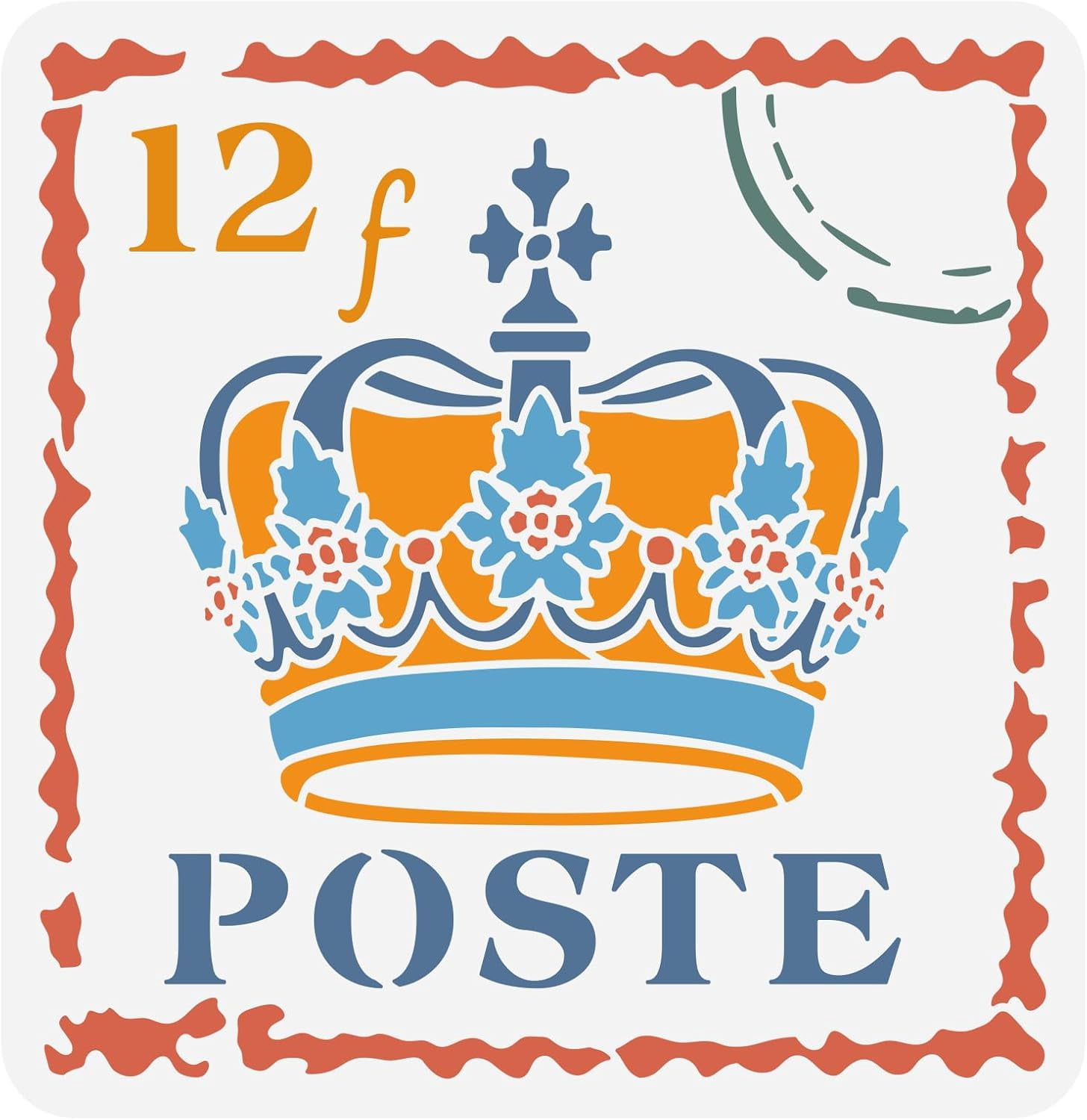 1pcs French Poste Stamp Stencil 11.8x11.8inch Vintage Poste Stamp ...