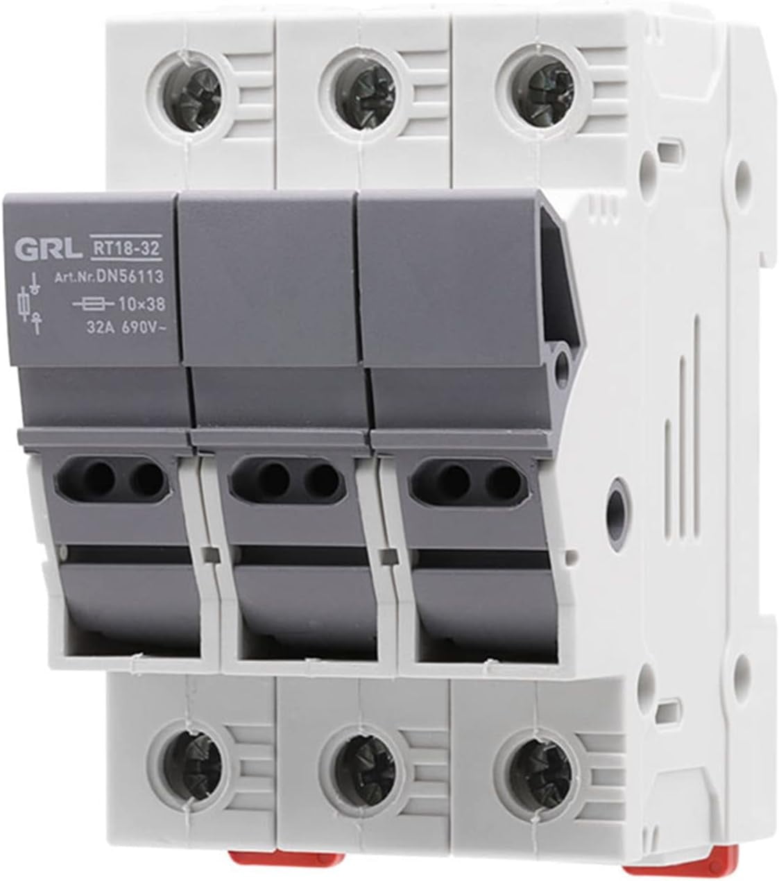 1pcs Fuse Holder 3P 10x38MM Fuses Base Box Indicator Light AC IP20 Fast ...