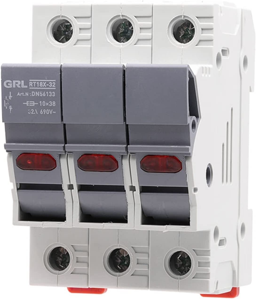 1pcs Fuse Holder 3P 10x38MM Fuses Base Box Indicator Light AC IP20 Fast ...