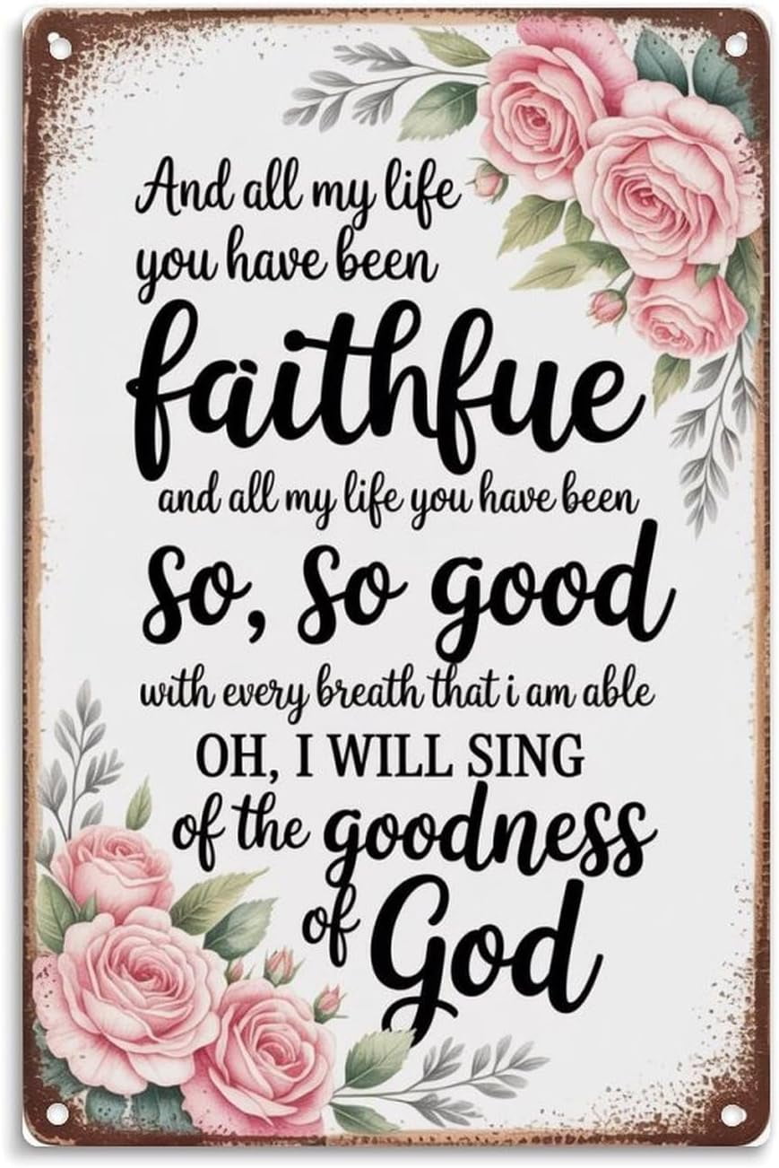 1pcs Goodness of God Rose Flowers tin sign Vintage Christian Faith ...