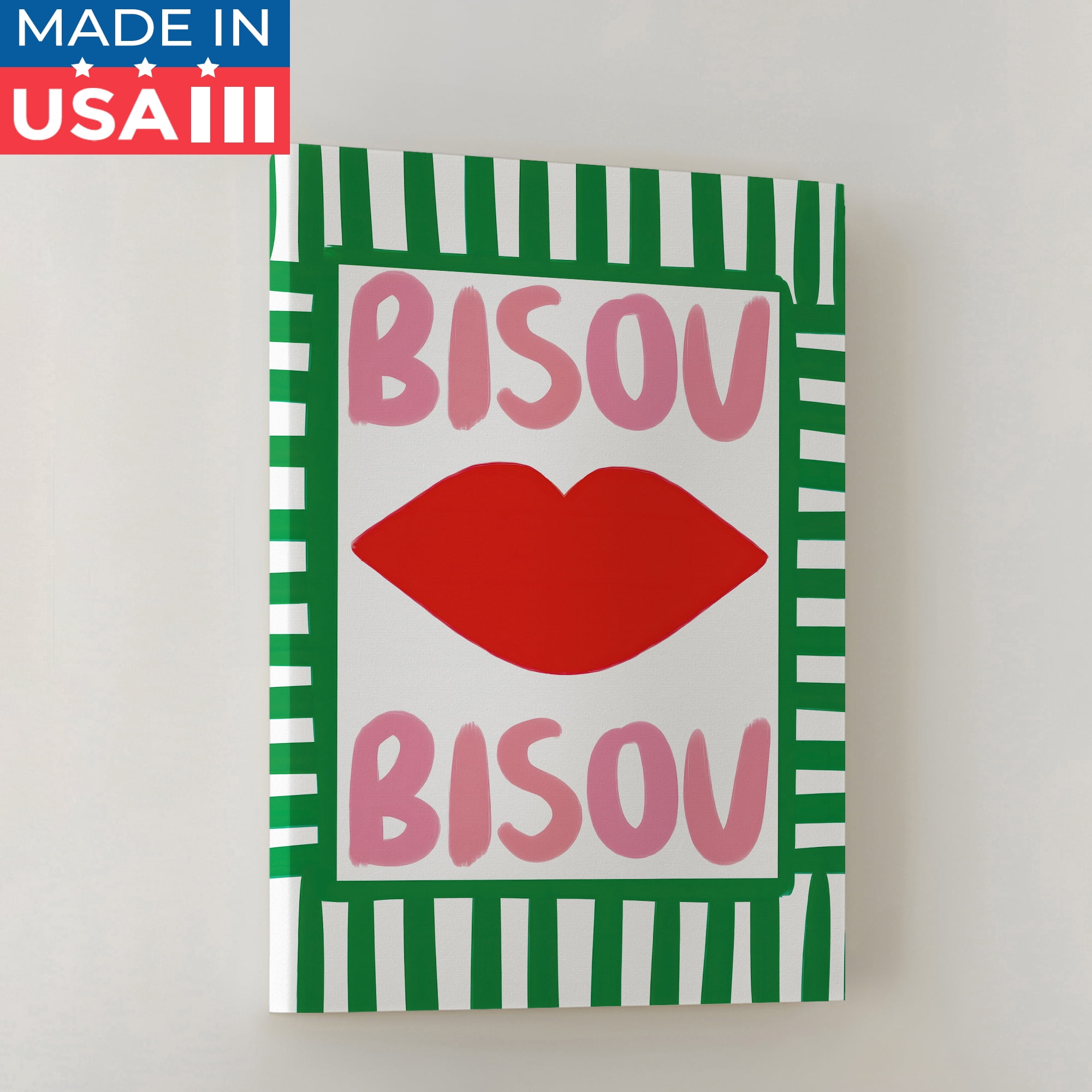 1pcs Green Line Pink Kiss Decorative Painting, Canvas 16x24inch Unframe ...