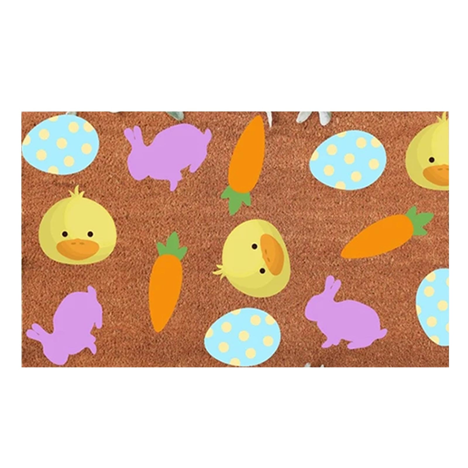 1pcs Happy Easter Natural Coir Door Mat Cartoon Bunny Pattern Welcome ...