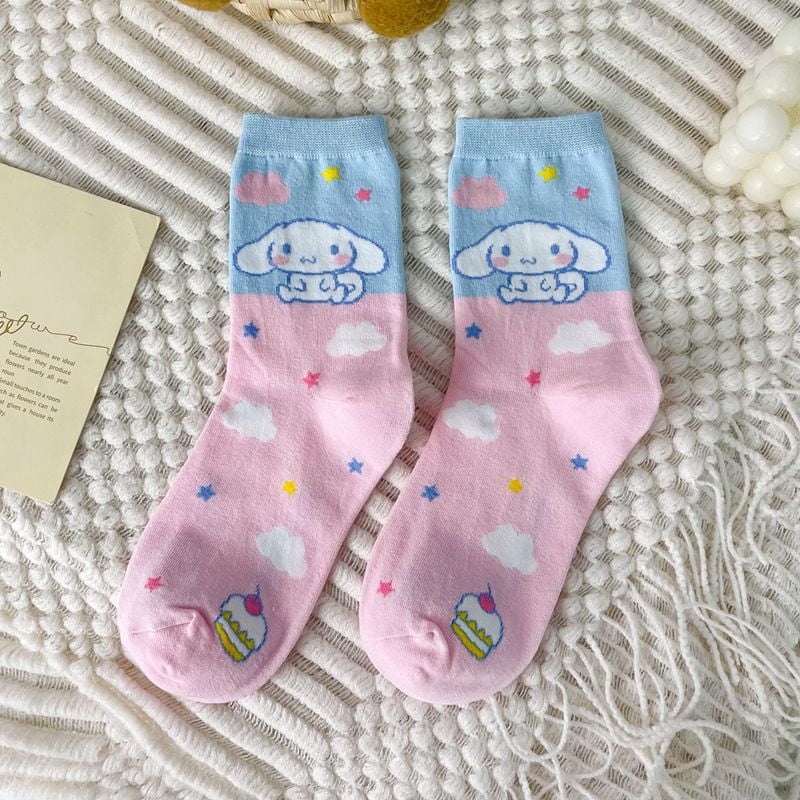 1pcs Kawaii Cinnamoroll Sanrio Anime Above Ankle Crew Socks Casual ...