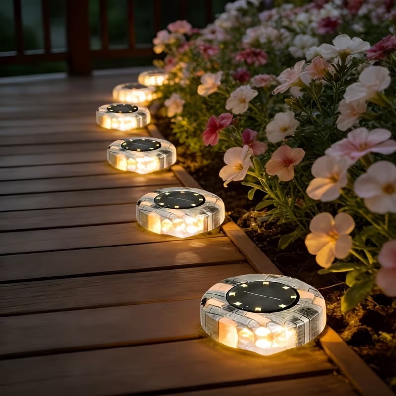 1pcs LED Solar Ground Spotlights - Outdoor Stainless Steel Solar Disc ...