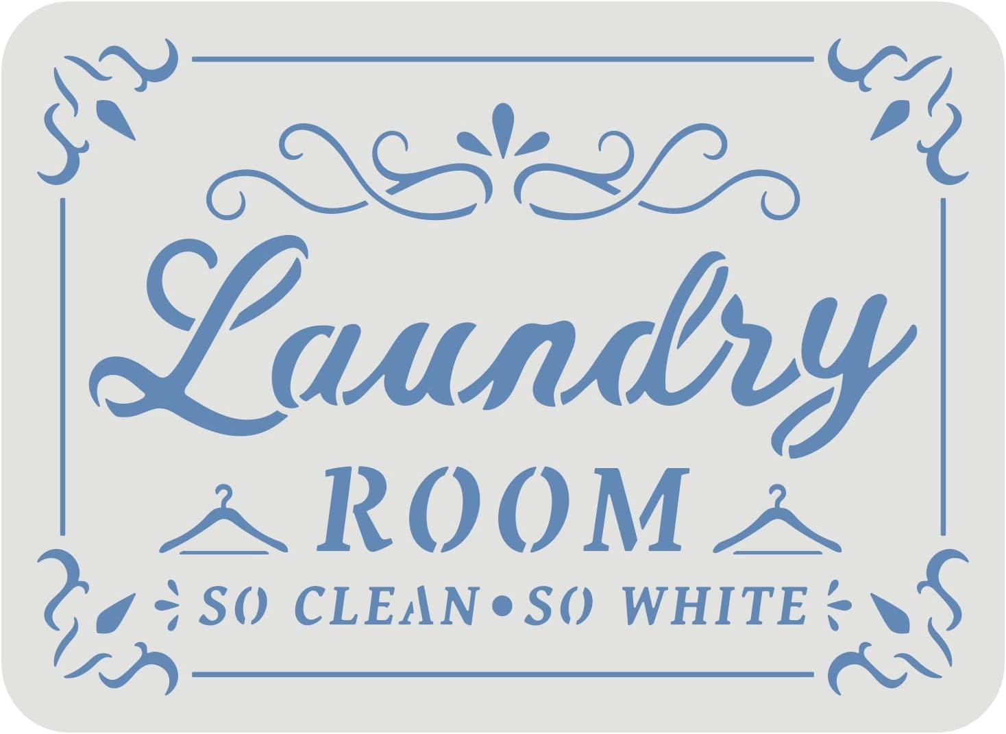 1pcs Laundry Room Stencils 11.7x8.3 inch So Clean So White Painting ...