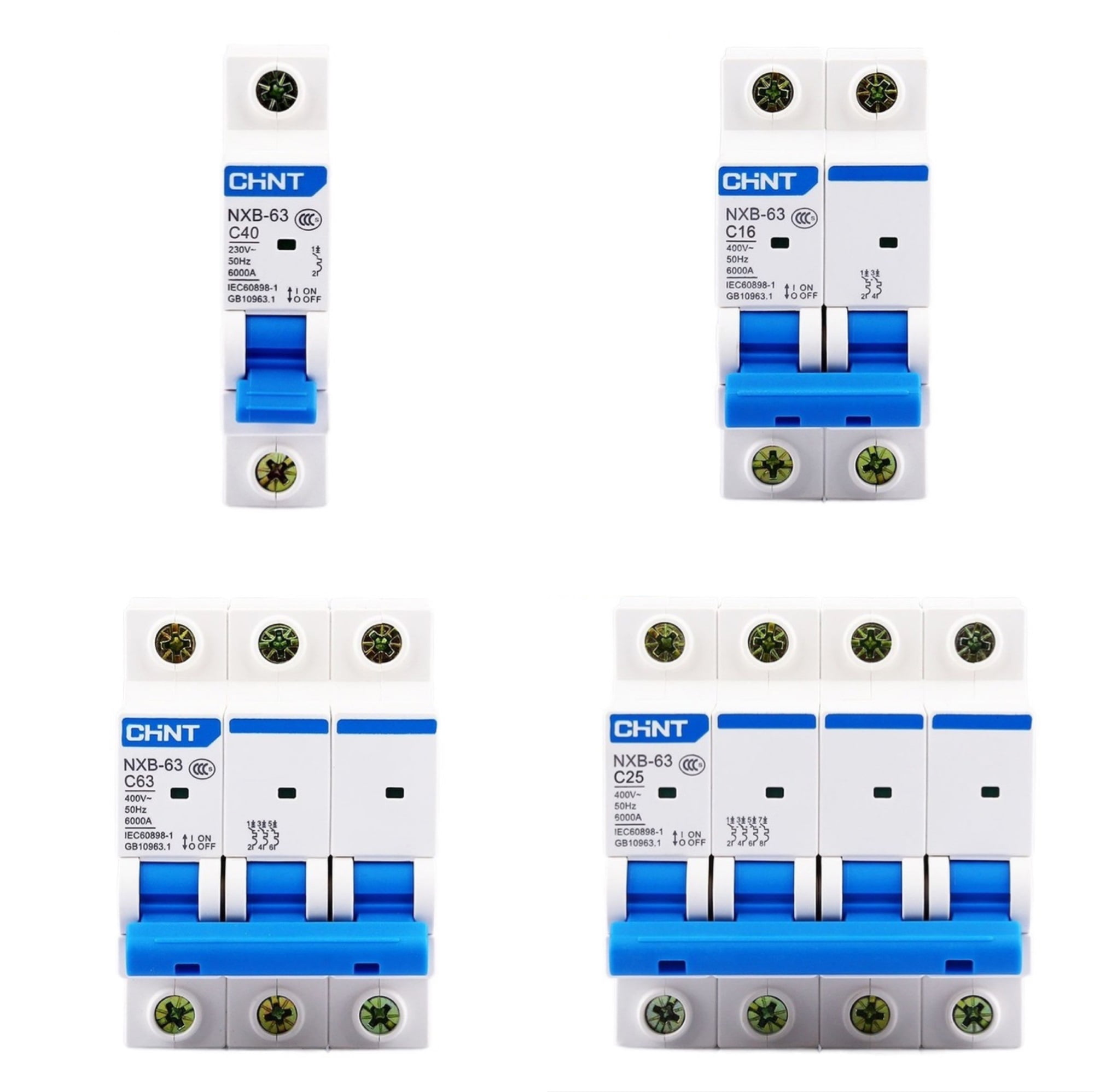 1pcs MCB NXB-63 1P 2P 3P 4P AC 230/400V 1A-125A Circuit Breaker DIN ...