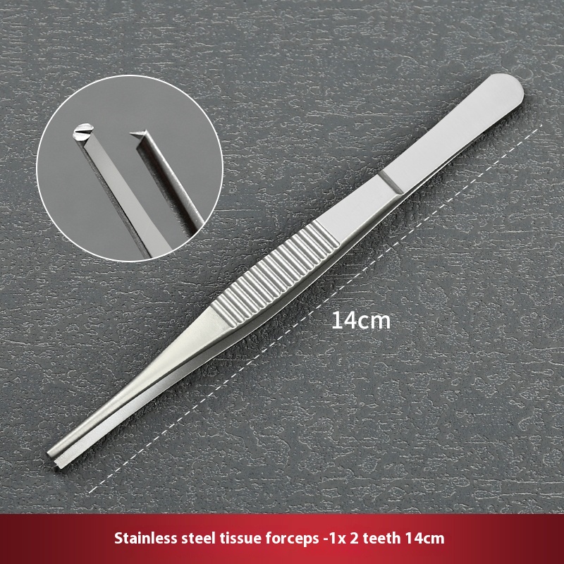 1pcs Medical tissue tweezers stainless steel toothed tweezers (14cm ...