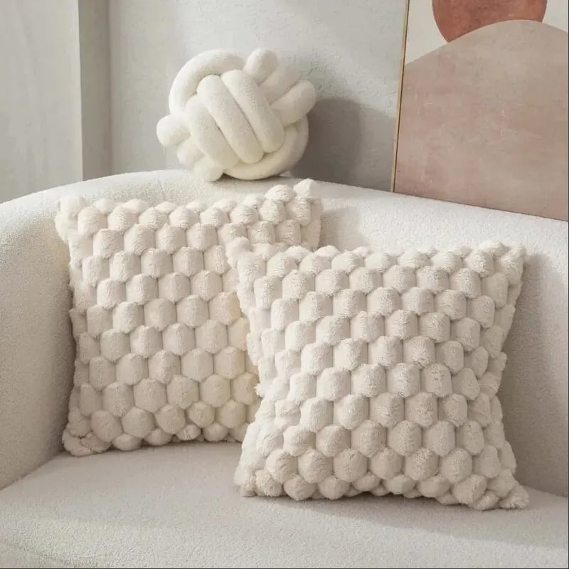 1pcs Pineapple Grid Turtle Pattern 3D Soft Plush Throw Pillowcase,Cream ...