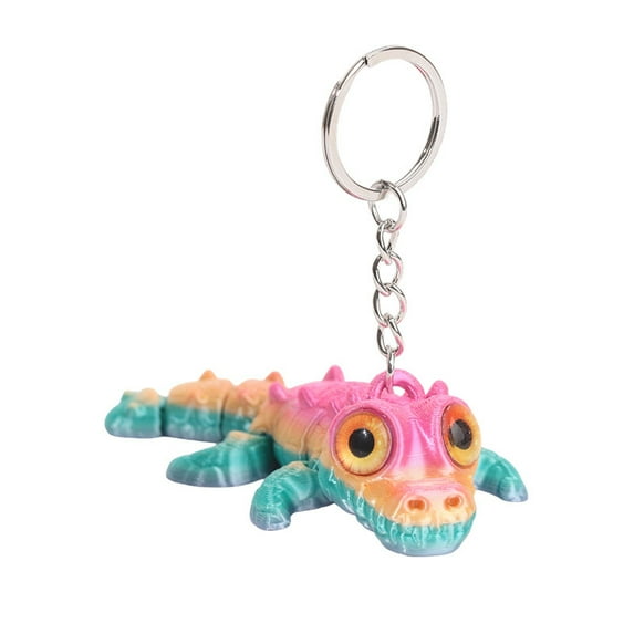 1pcs Pink yellow green gradual 10CM 3d printed small crocodile keychain ...
