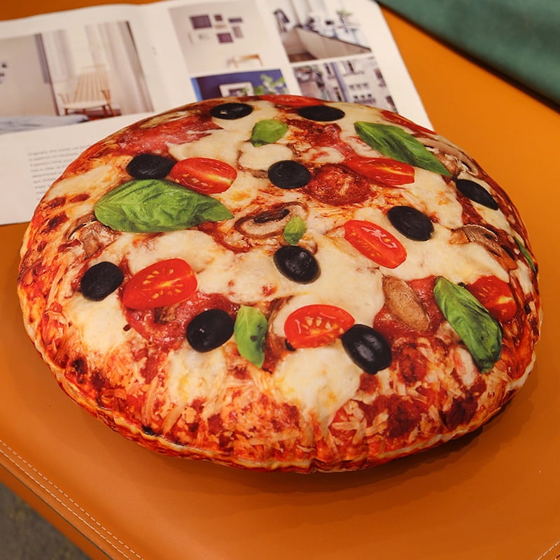 1pcs Pizza Shaped Pillow Funny 3D Round Plush Stuffed Pillow Novelty ...