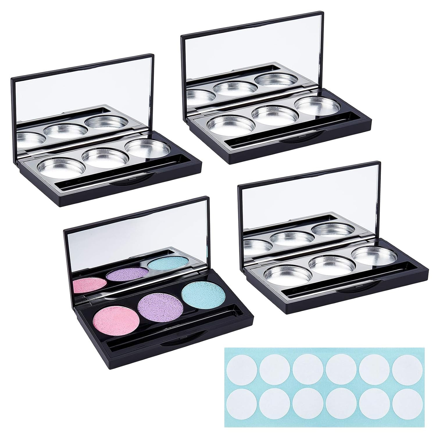 1pcs Plastic Empty Eye Shadow Case Black DIY Empty Eyeshadow Box 3 ...
