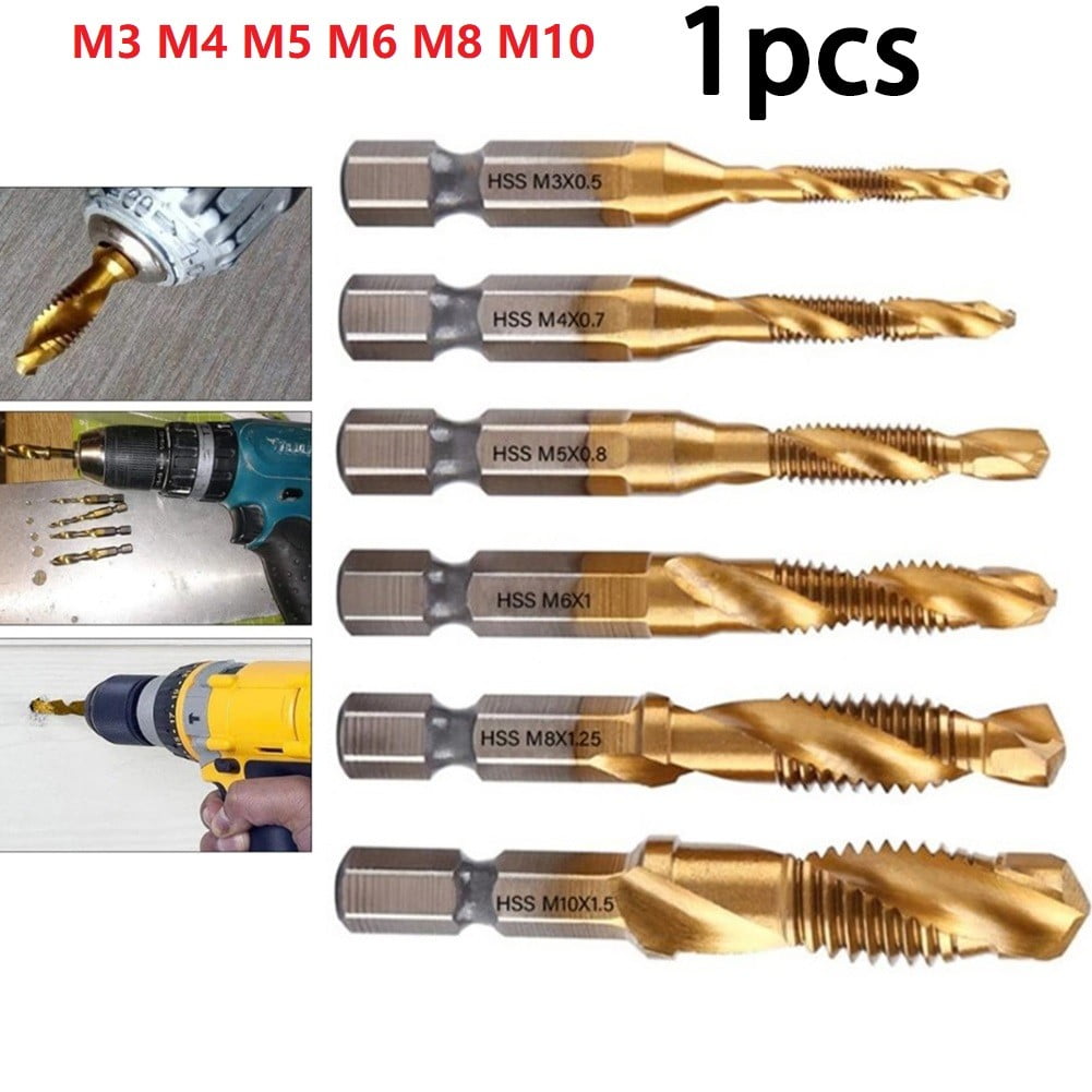 1pcs Plated Tap Drill Bit Hex Shank Threaded Machine Compound Tap M3 ...