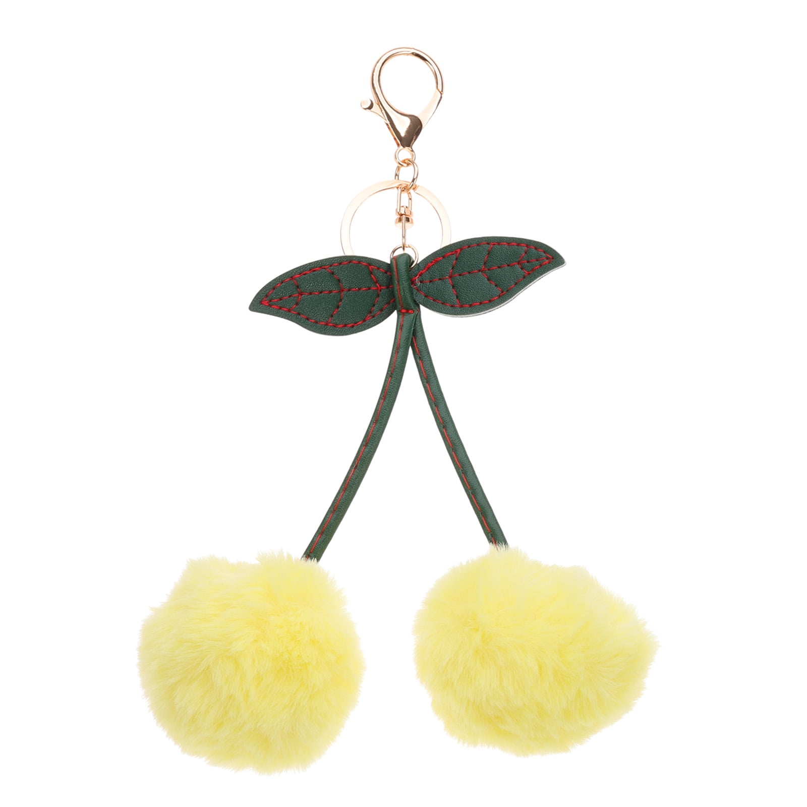 1pcs Pom Pom Keychain, Fluffy Keychain Cute Fur Ball Key Chains Cherry ...