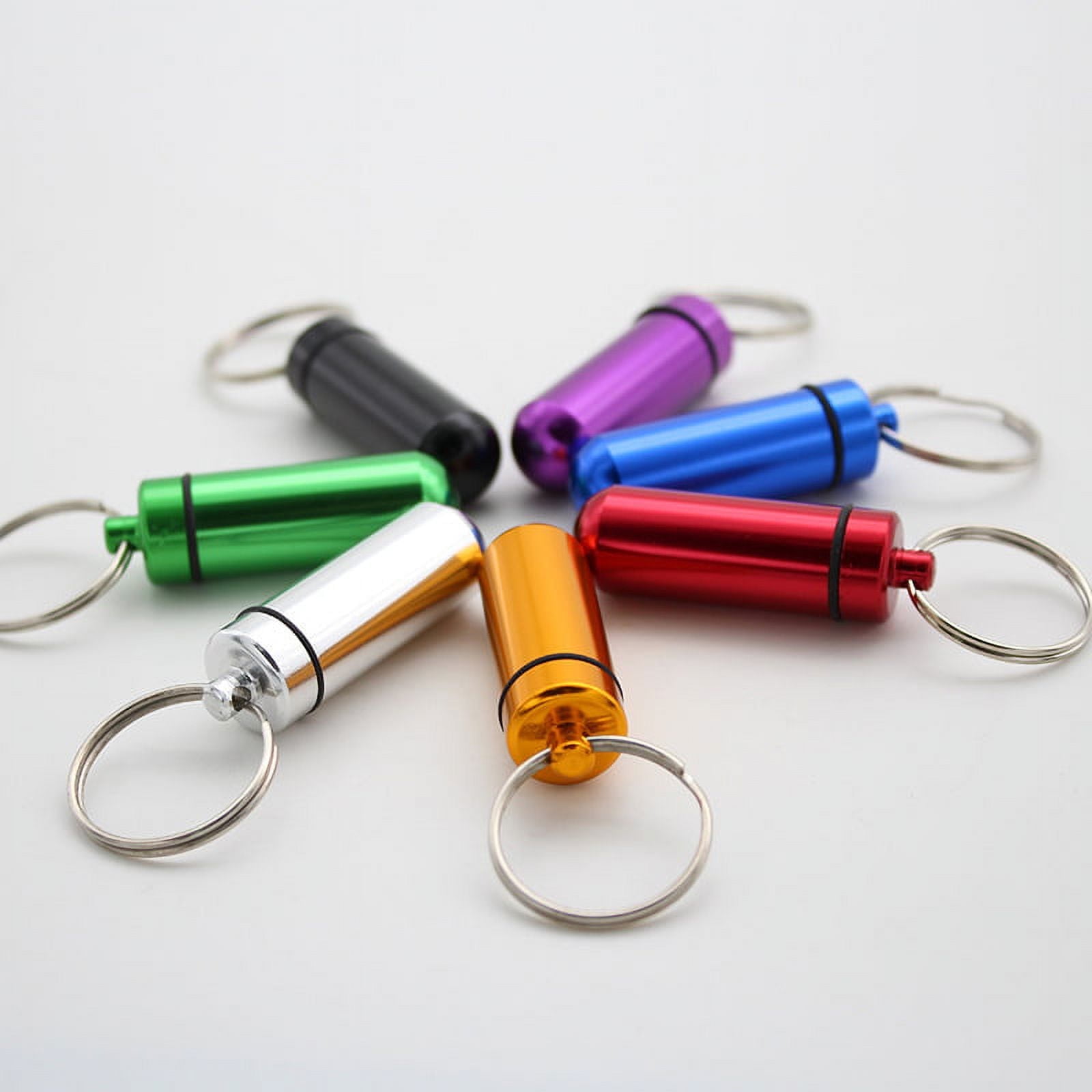 1pcs Portable WaterProof Mini Aluminum Keychain Pill Box Bottle Case ...