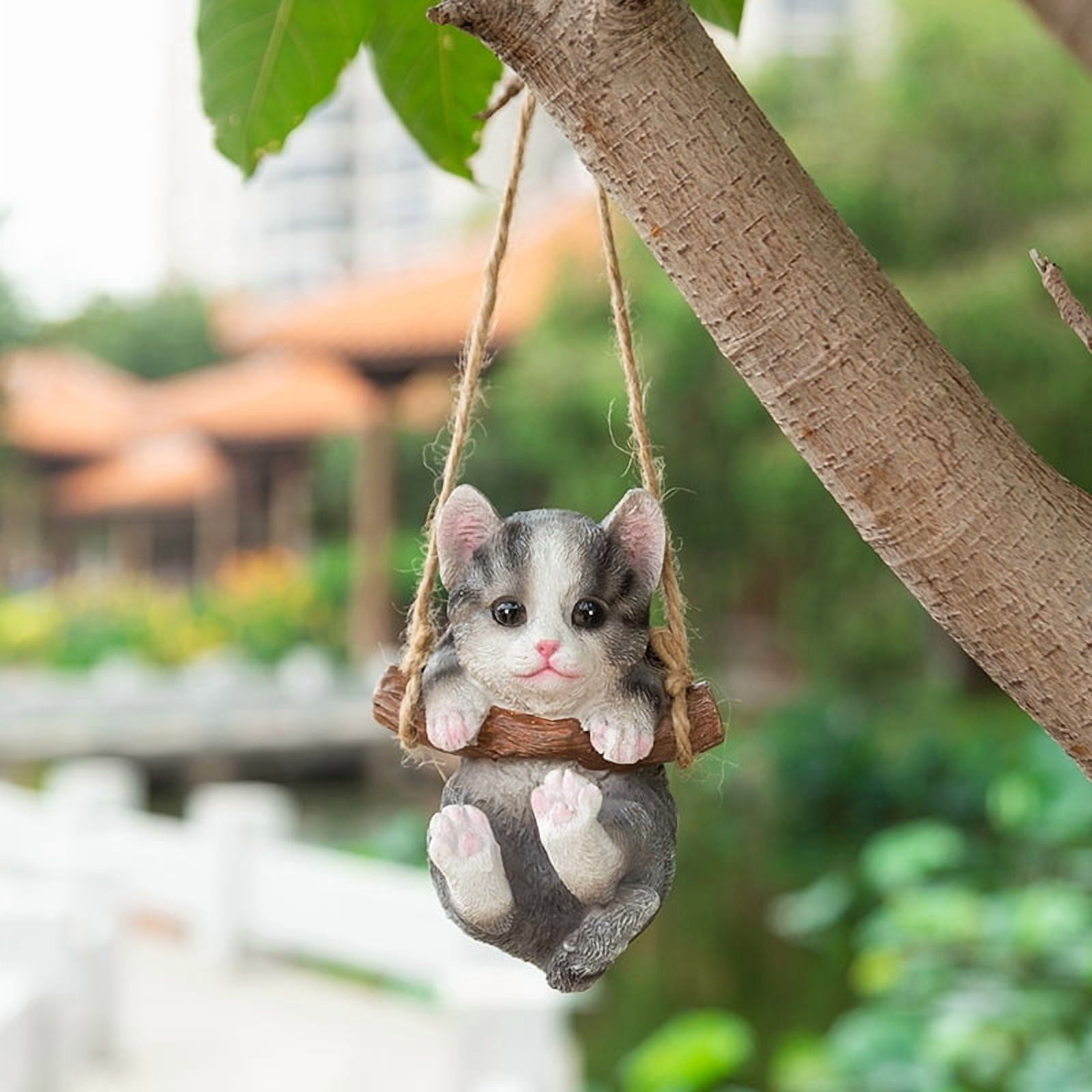 1pcs Resin Cat Statue, Simulated Feline Figurine, Hanging Cat Sculpture ...