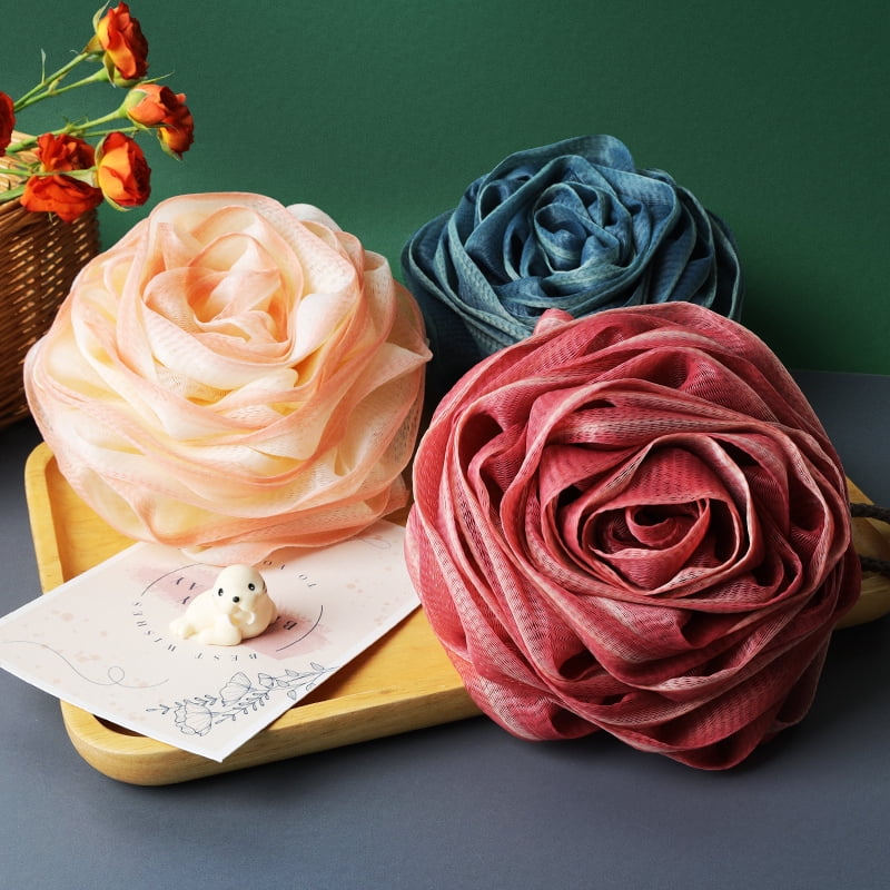 1pcs Rose Flower Bath Flower Foaming Net,Soft Mesh Bath Sponge Ball ...