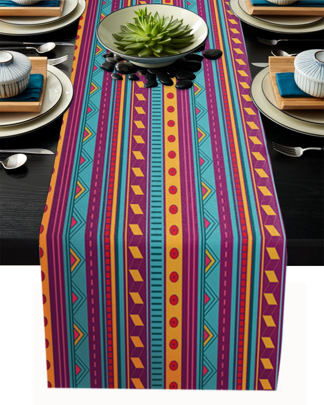 1pcs Striped Ethnic Style Modern Table Runners For Wedding Party ...