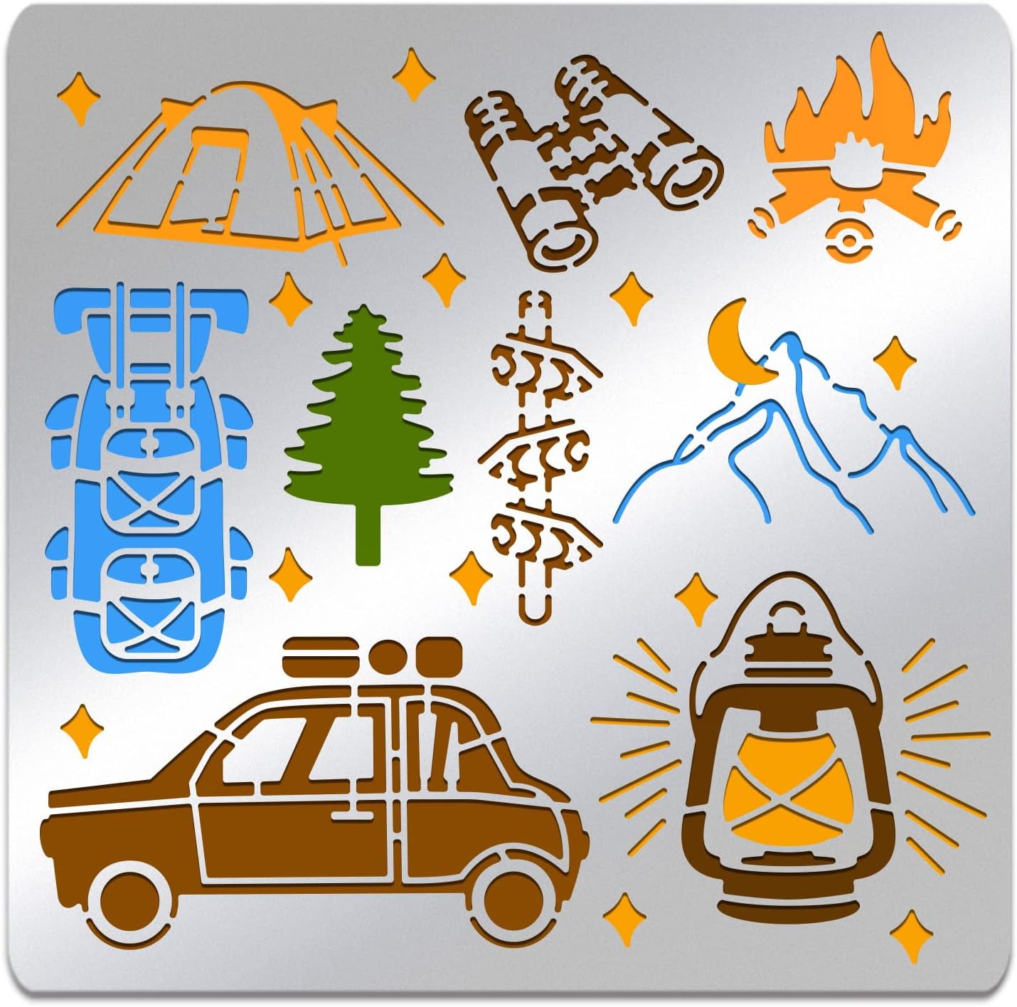 1pcs Travel Camping Metal Stencil Car Lamp Telescope Tent Fire Pattern ...