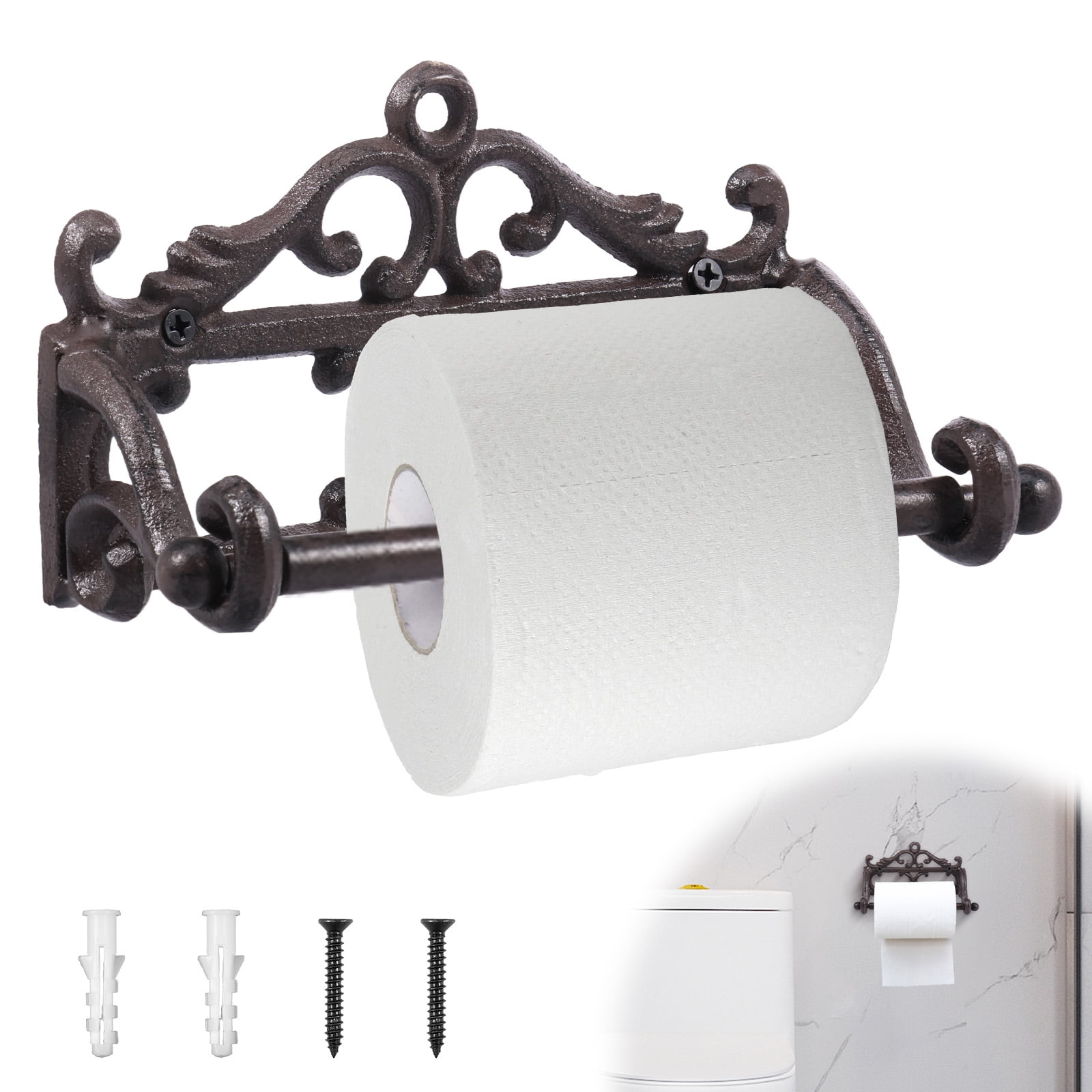 1pcs Vintage Iron Toilet Paper Roll Holder Cast Rustic Wall Tissue ...