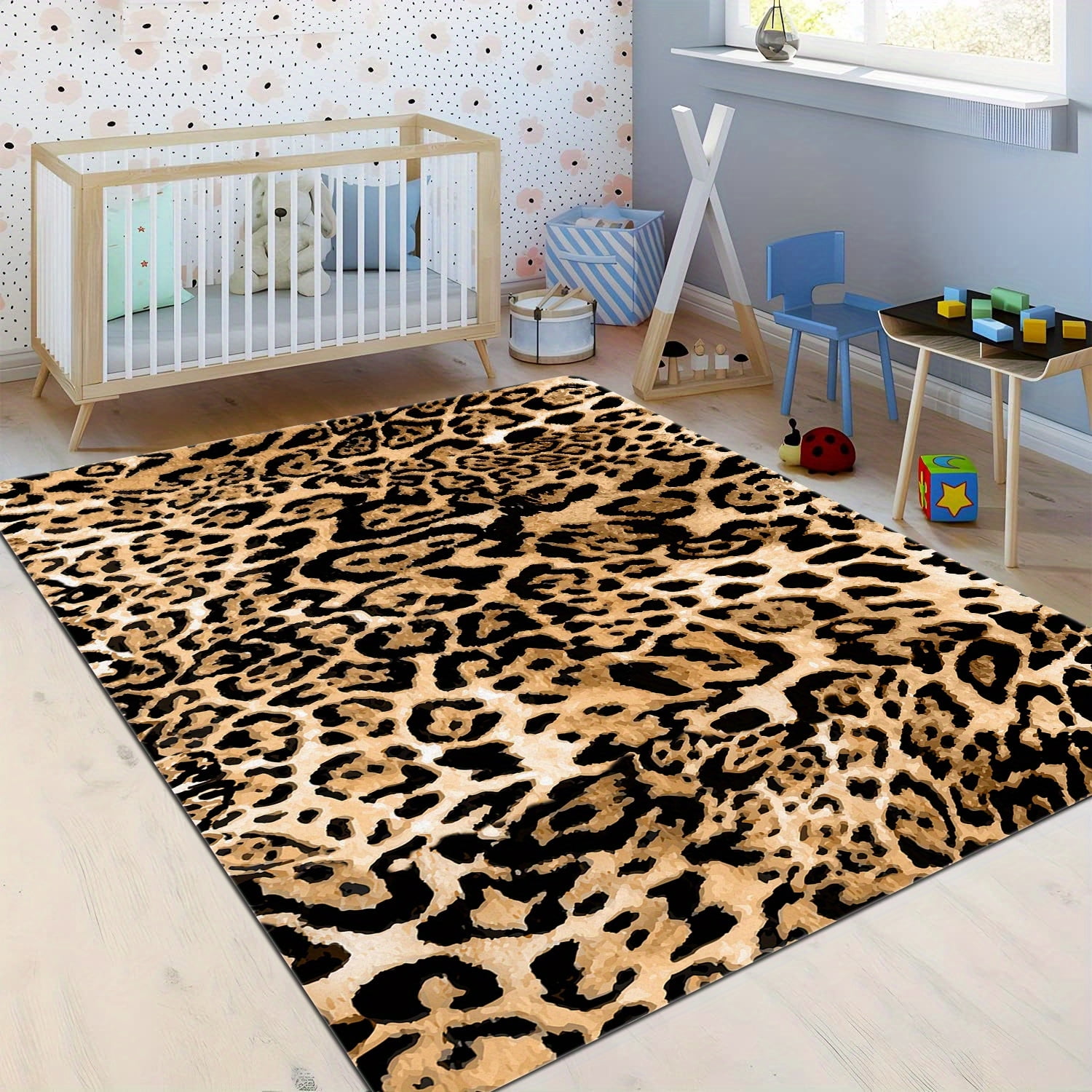 1pcs Vintage Simple Living Room Leopard Rug Floor Mat Carpet Machine ...
