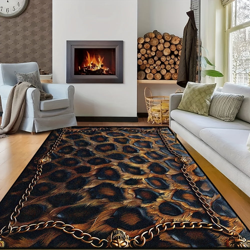 1pcs Vintage Simple Living Room Leopard Rug Floor Mat Carpet Machine ...