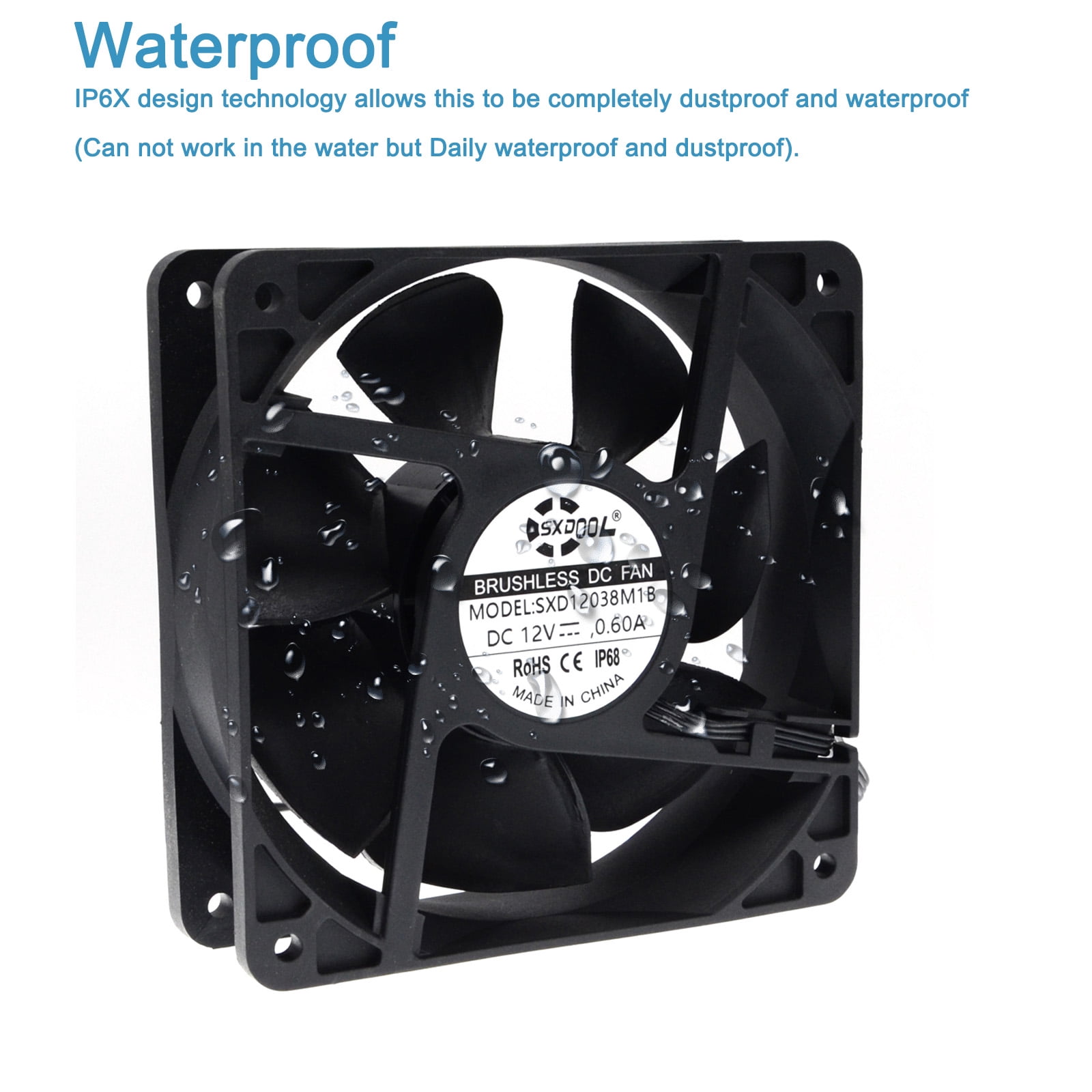 1pcs Waterproof 120mm 12cm(120X120X38mm) Cooling Fan DC12V 3600RPM High ...