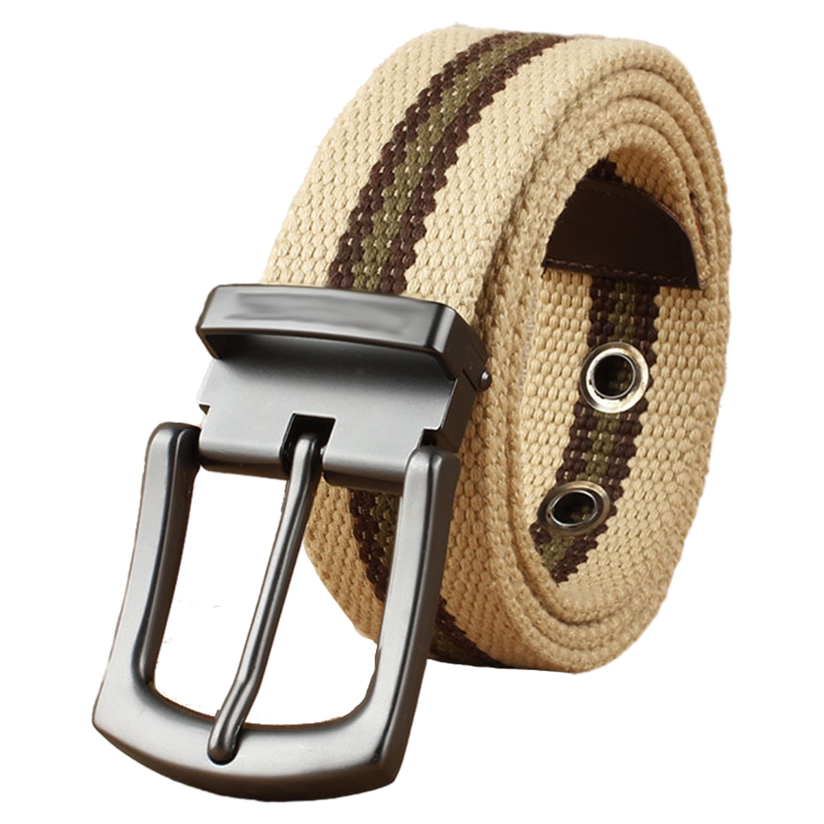1pcs beige alloy pin buckle canvas belt thickened and lengthened woven ...