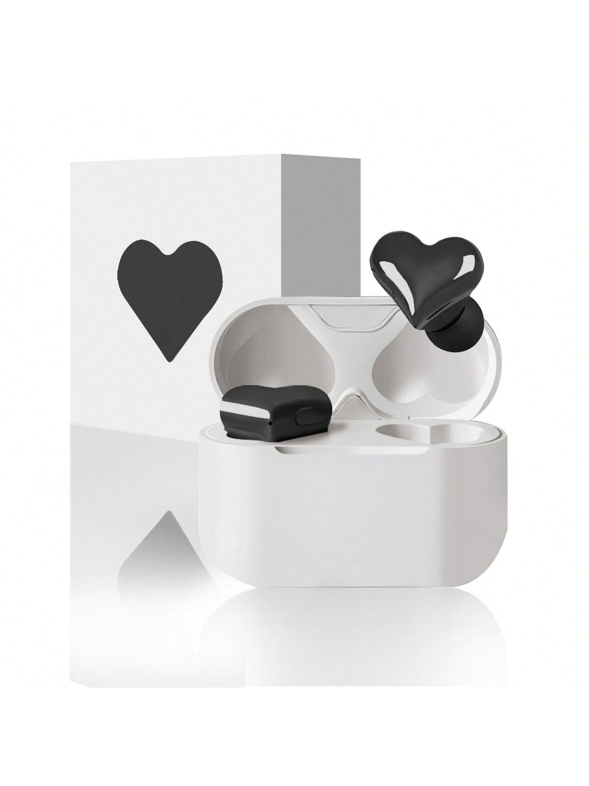 1pcs cute heart-shaped wireless earphones with charging box, ENC and ...