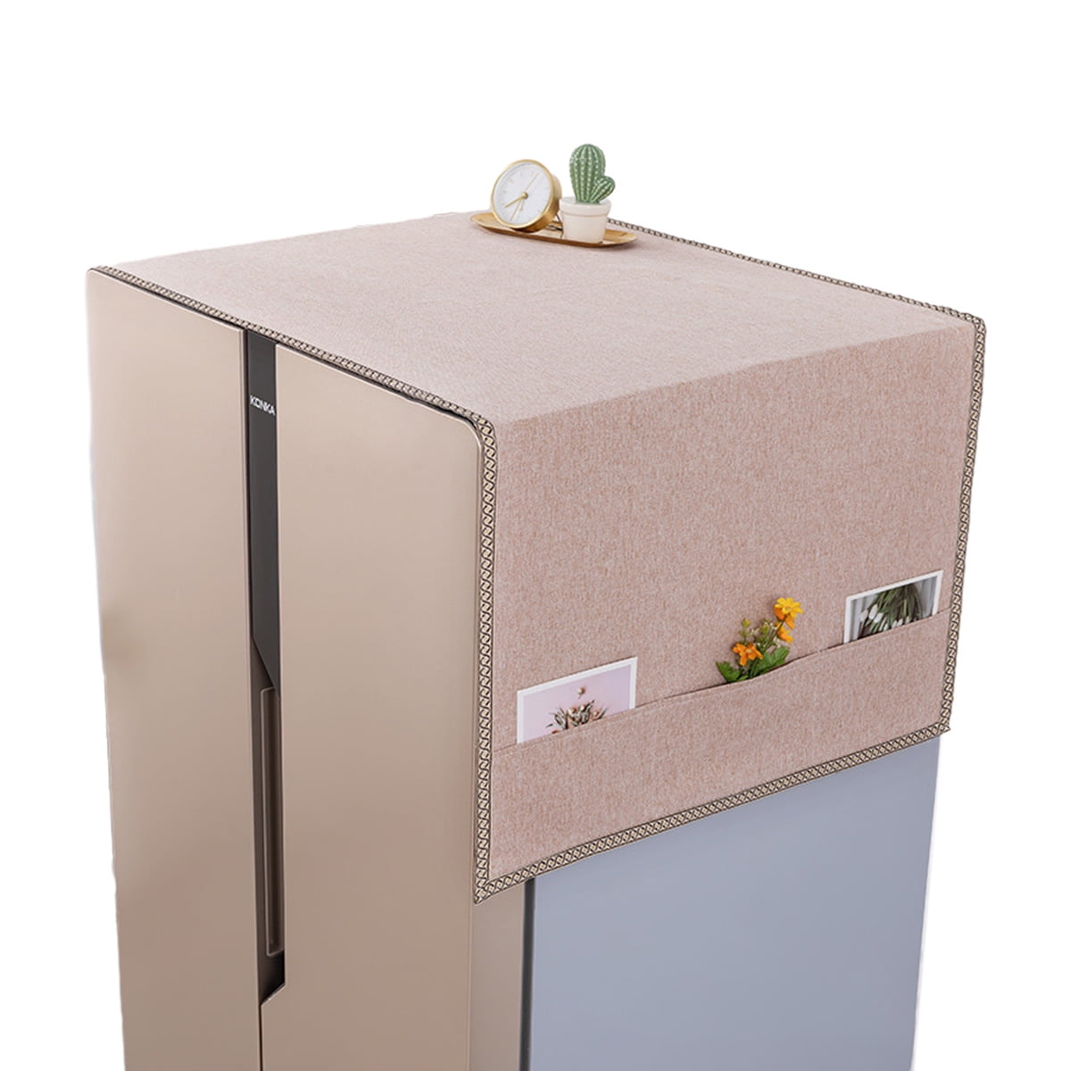 1pcs solid color refrigerator towel cover single door refrigerator ...