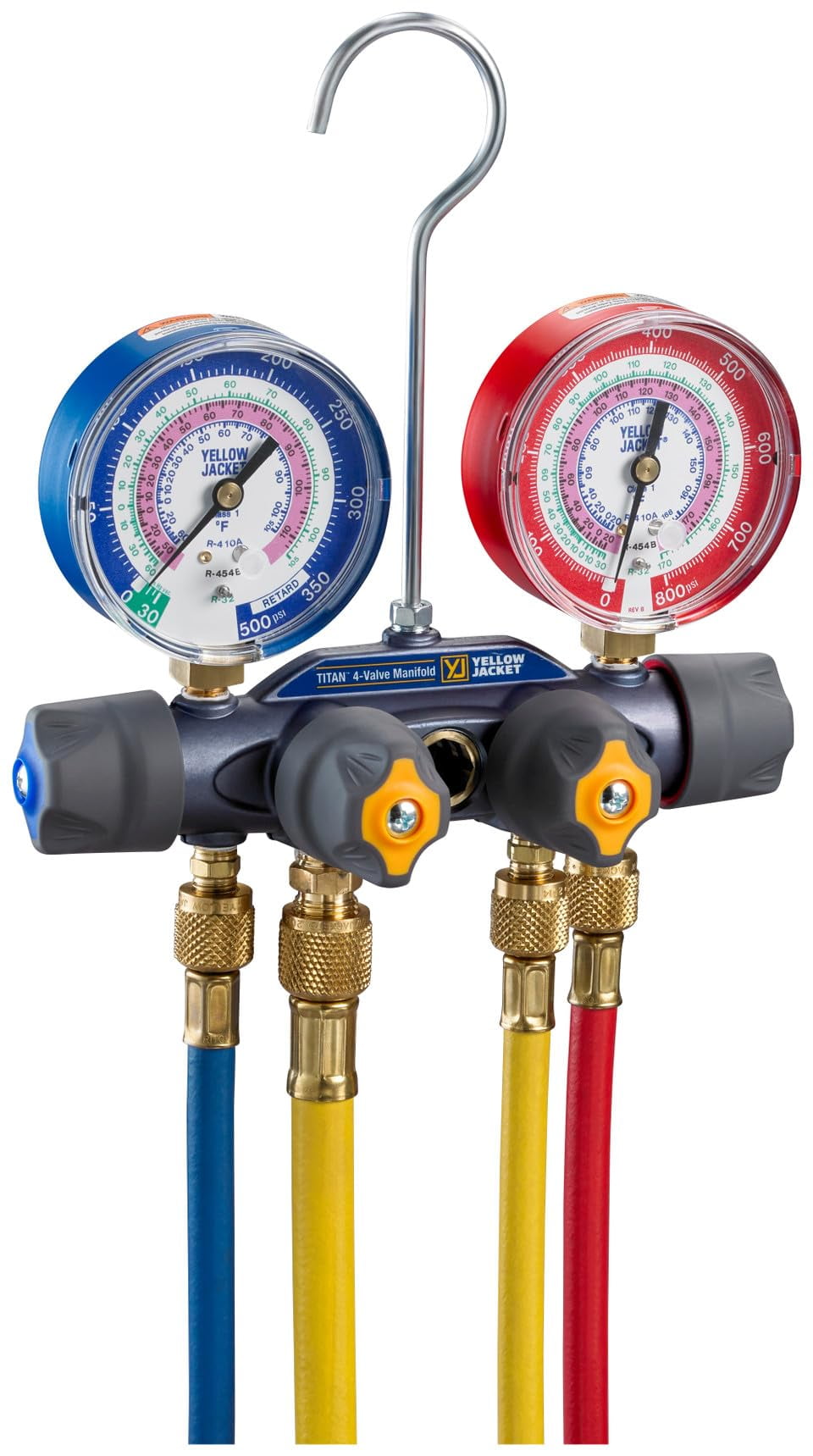 1pk Yellow Jacket 49975 4-Valve Titan Test/Charging Manifold, (psi °F ...