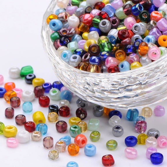 1pound Glass Seed Beads Round Hole Rocailles Mixed color about 4mm in ...