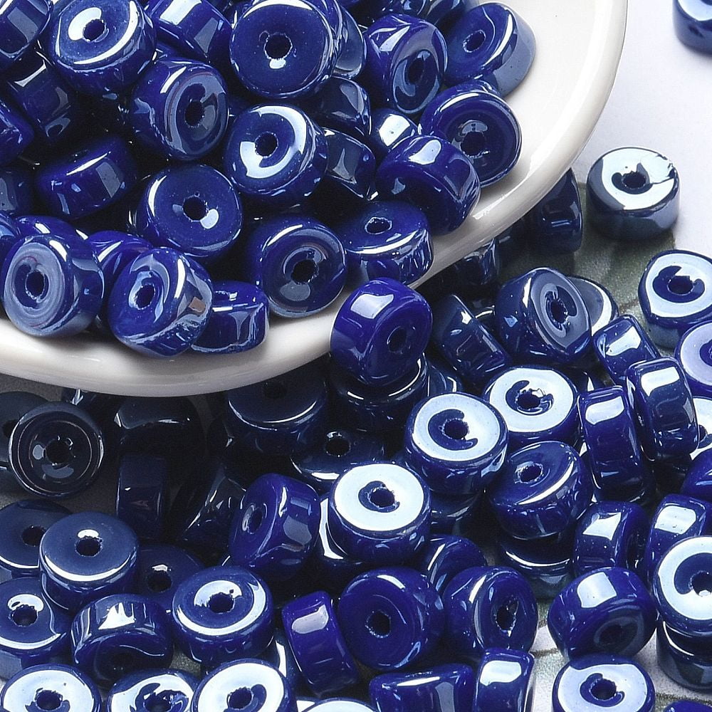 1pound Opaque Colours Luster Glass Seed Beads Column Dark Blue 6x3mm ...