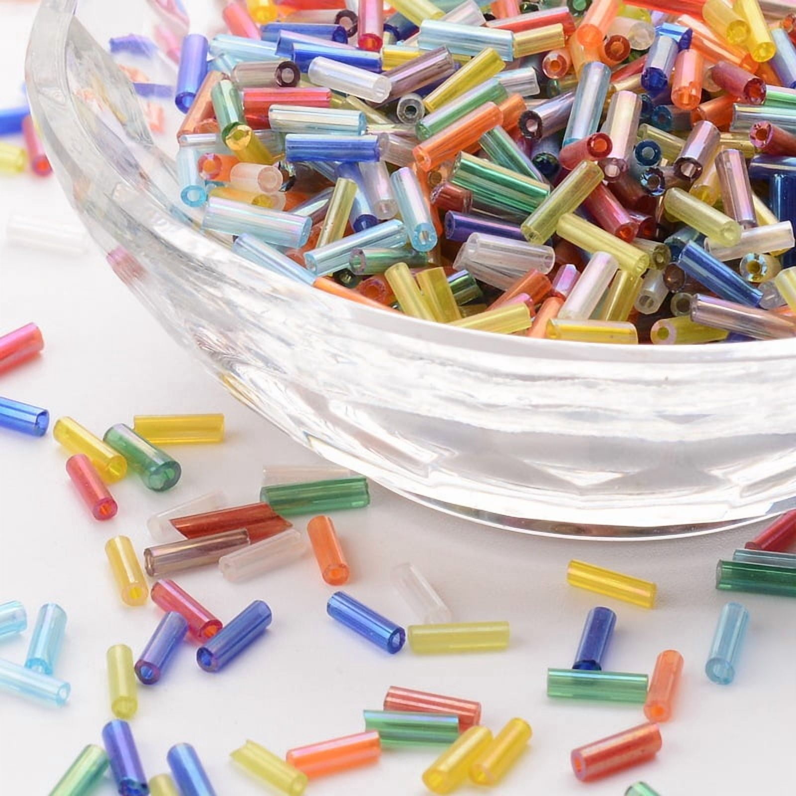 1pound Transparent Colours Rainbow Glass Bugle Beads AB Color Mixed ...
