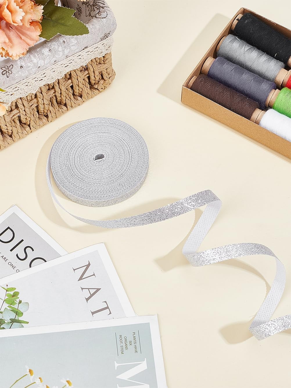 1roll 10 Yards 3/8 inch(9mm) Glitter Polyester Ribbon Gift Wrap Ribbons ...