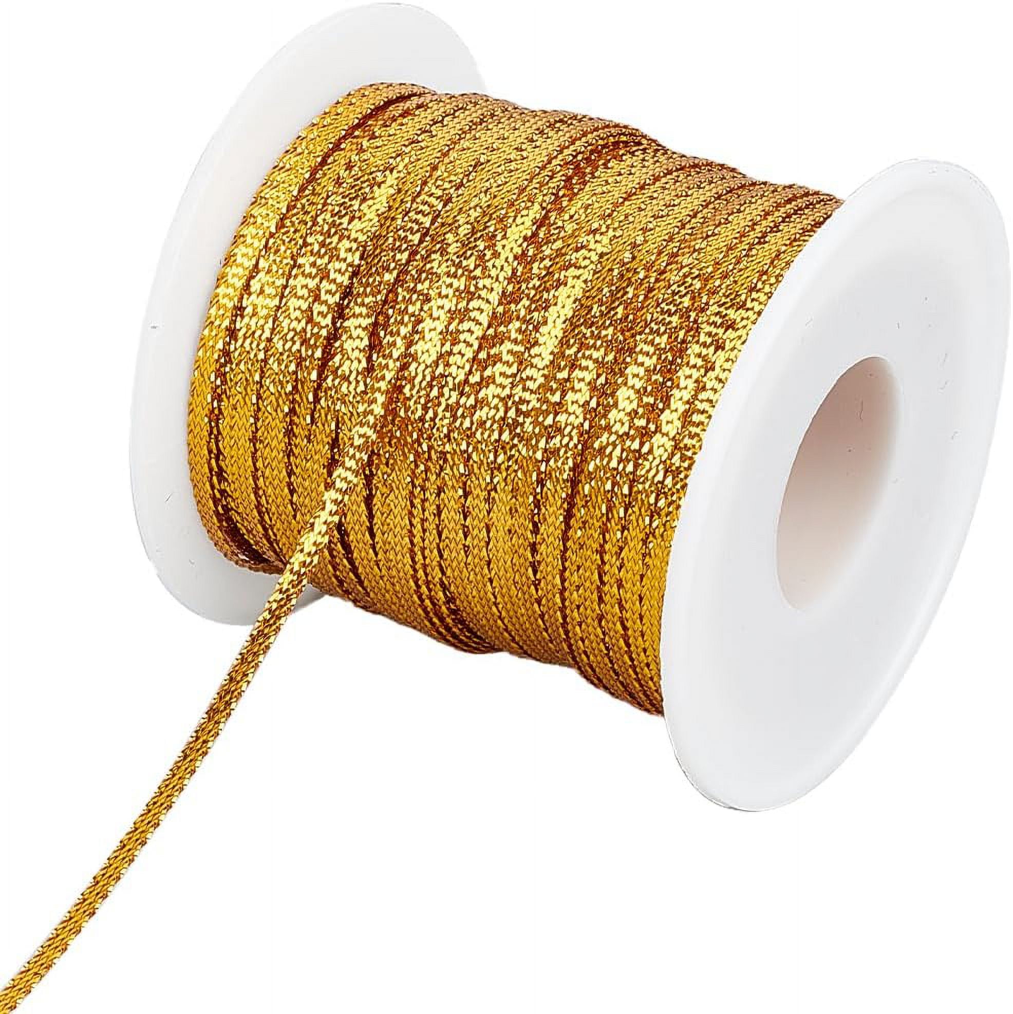 1roll 100M Nylon Ribbon Clothes Accessories Flat golden 1/8 inch(3mm) about 109.36 Yards(100m ...