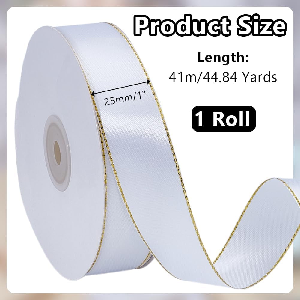 1roll 2.5CM Polyester Ribbons for Cake Celebration Decoration White 1 ...